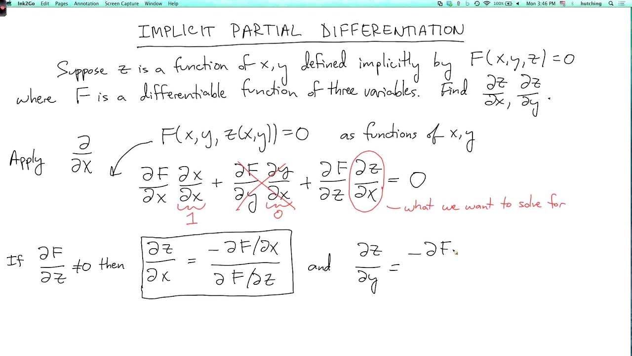 Multivariable calculus 2.3.6: Implicit partial differentiation revisited