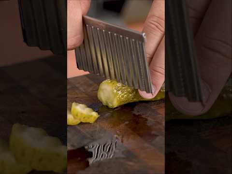 Cut pickles with a squiggly knife