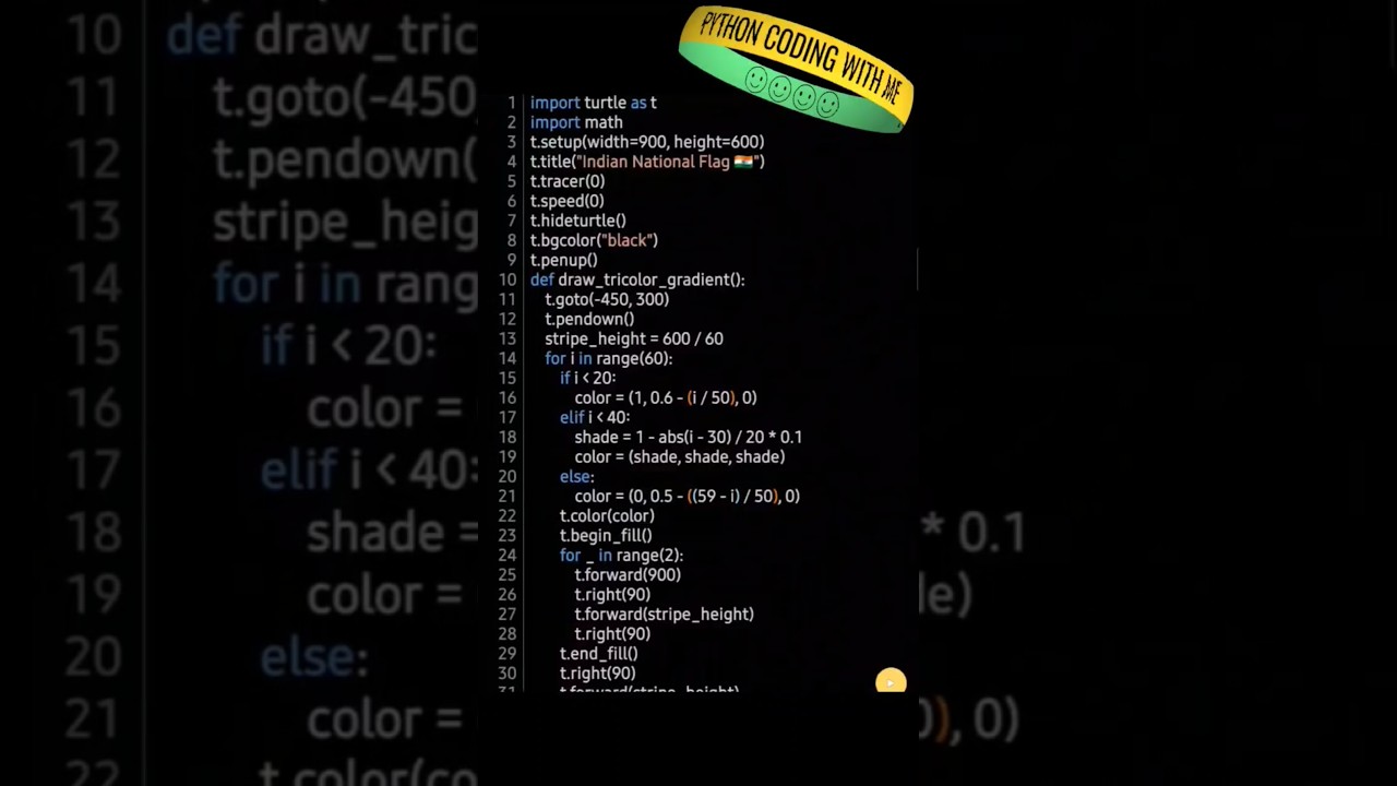 Happy Independence Day with Python Turtle Coding |Python tutorial for beginners|