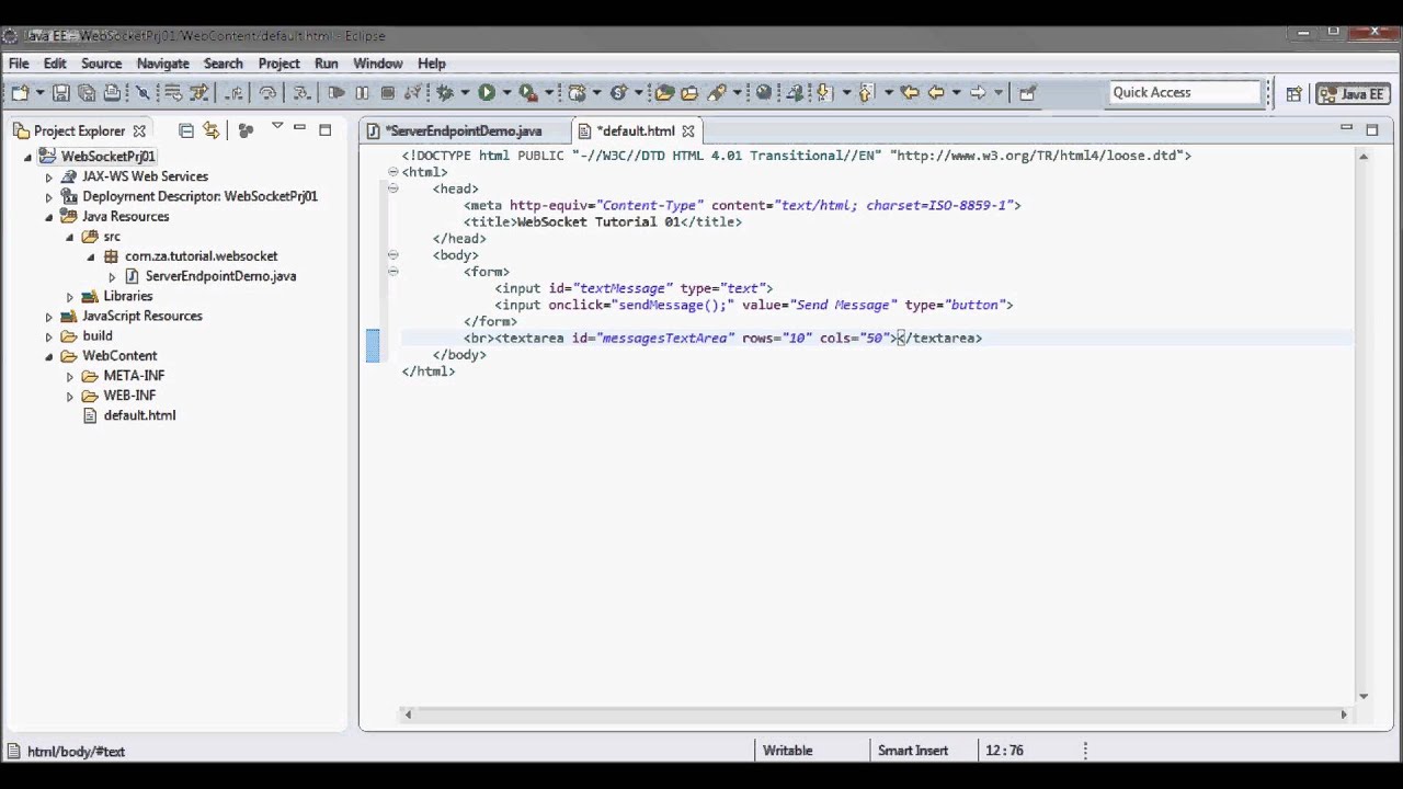 WebSocket (Tutorial 01 - Java Server + JavaScript Client + GlassFish 4.0 + JDK 1.7)