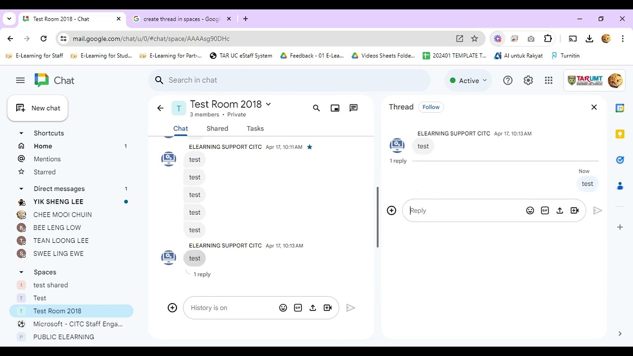 Create Threads in Spaces (Google Chat - Spaces)