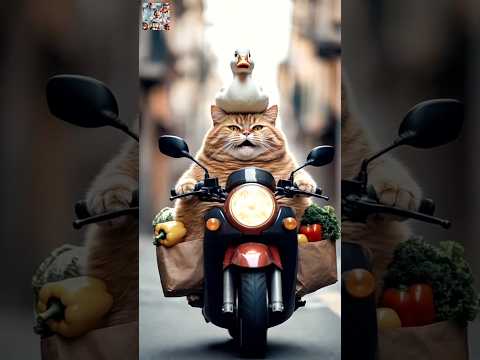 Fat cat Cook Duck, funny cat ai animated video, Funny video, #ai #animation #foryou #cat #funny