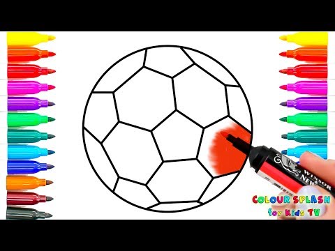Soccer Ball Coloring Pages and Simple Drawing | Art Colors for Kids with Coloful Markers
