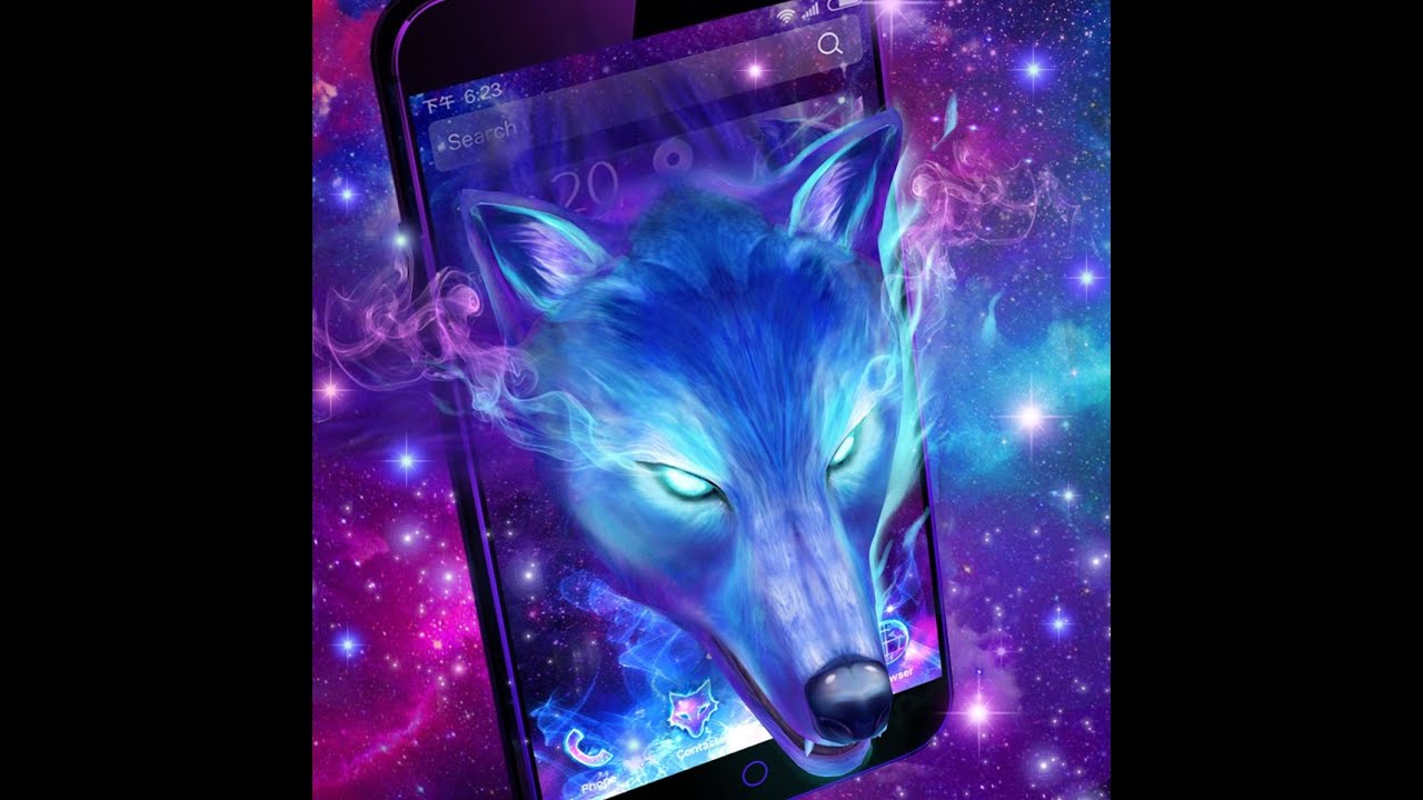 3D Galaxy Wolf Theme