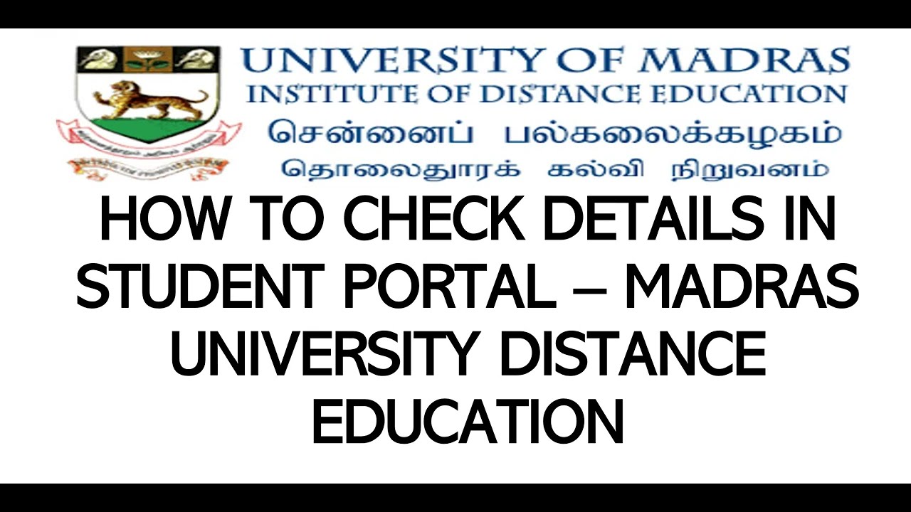 How to Check Details in Student Portal - Madras University Distance Education