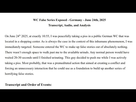 WC False Series Exposed - Germany - June 24th, 2025 - Transcript and Analysis (No Audio Version)