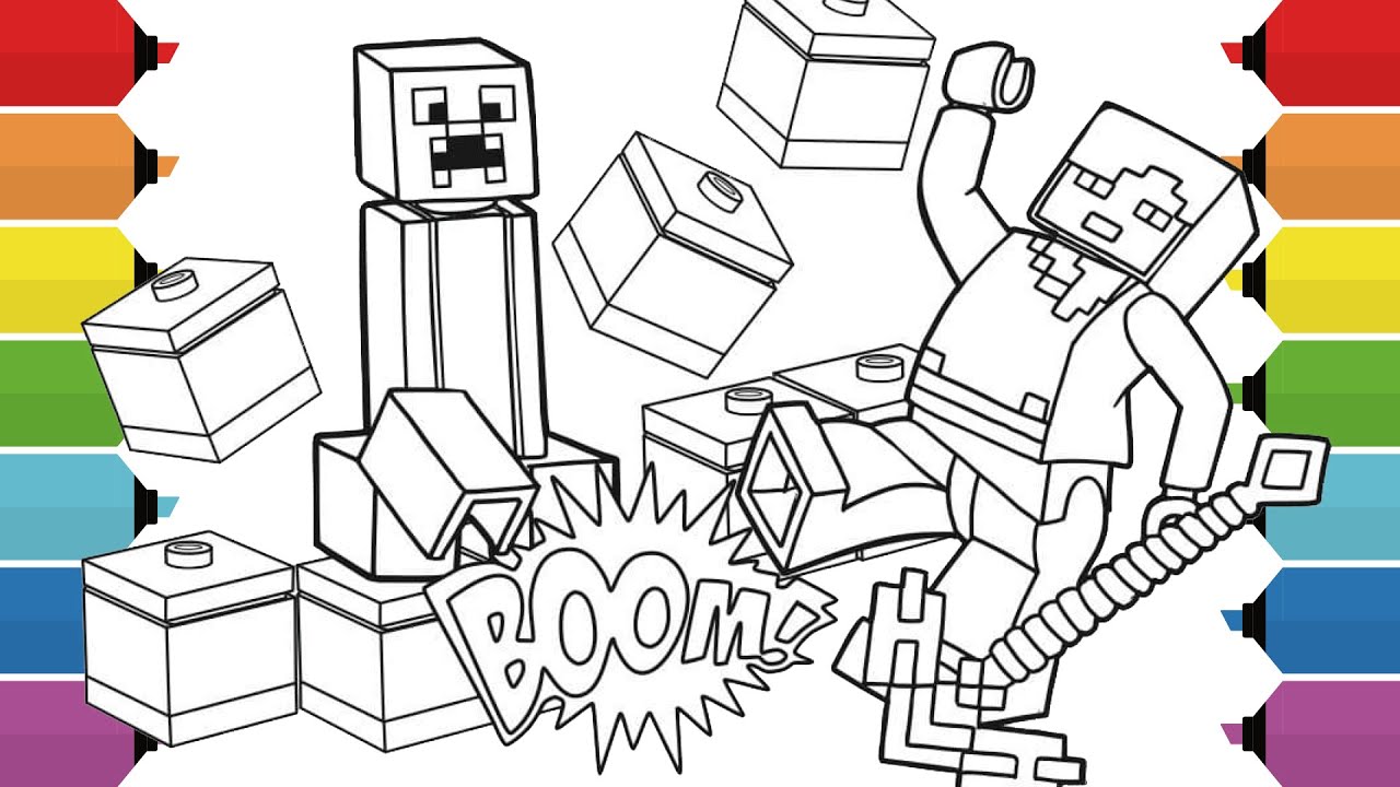 Minecraft Coloring Pages | Alex & Creeper