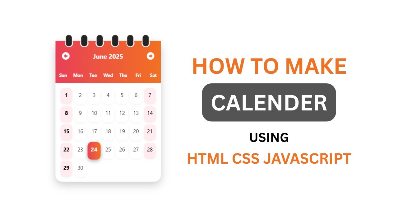 How to Make Calendar Using HTML CSS JavaScript | HTML CSS Projects for Beginners