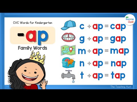 CVC WORDS FOR KINDERGARTEN | -AP Word Family | Learn How To Read | Reading 3-Letter Words