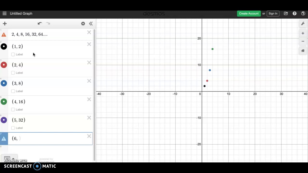 Graphing an geometric sequence