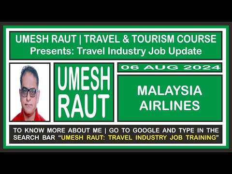 Travel And Tourism Course | Travel Industry Job Update | Malaysia Airlines