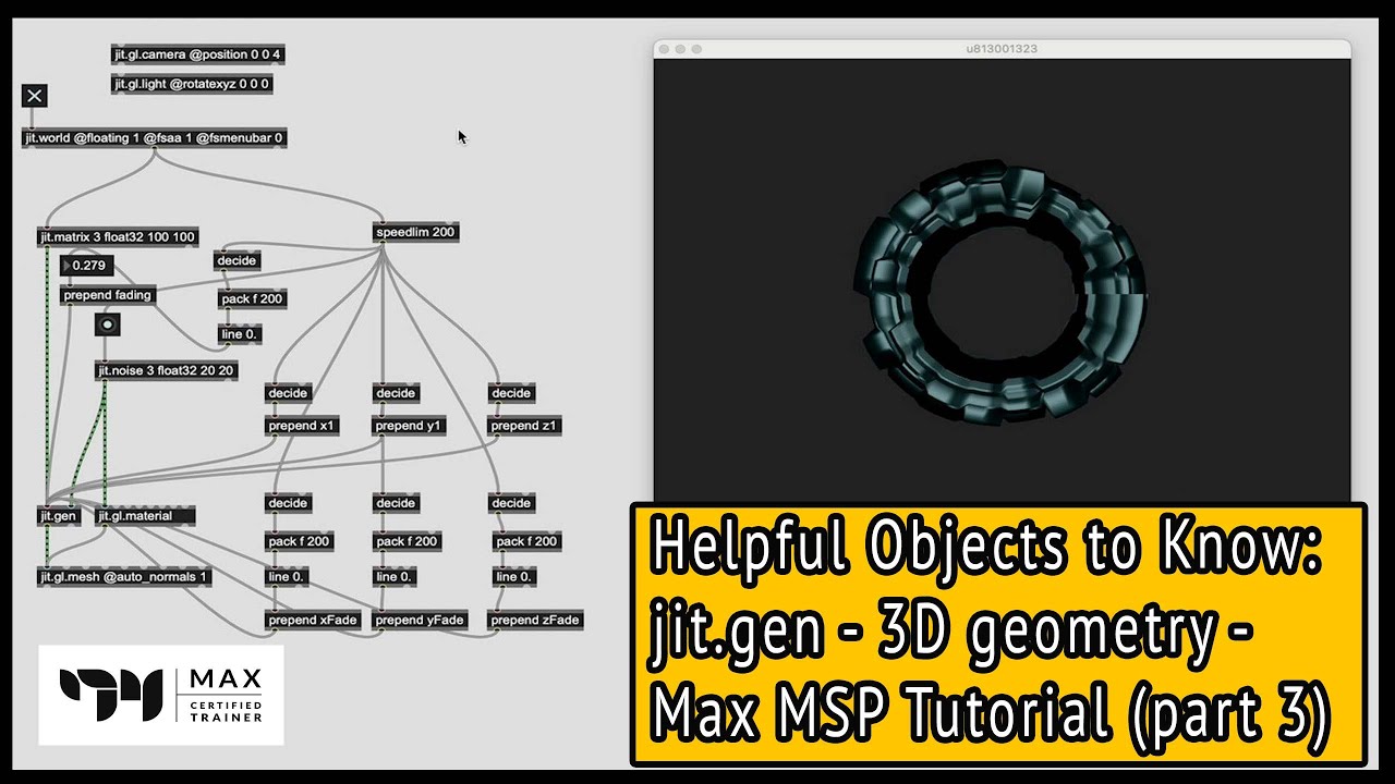 jit.gen (Part 3: 3D Geometry) - Helpful Objects to Know - Max MSP Tutorial
