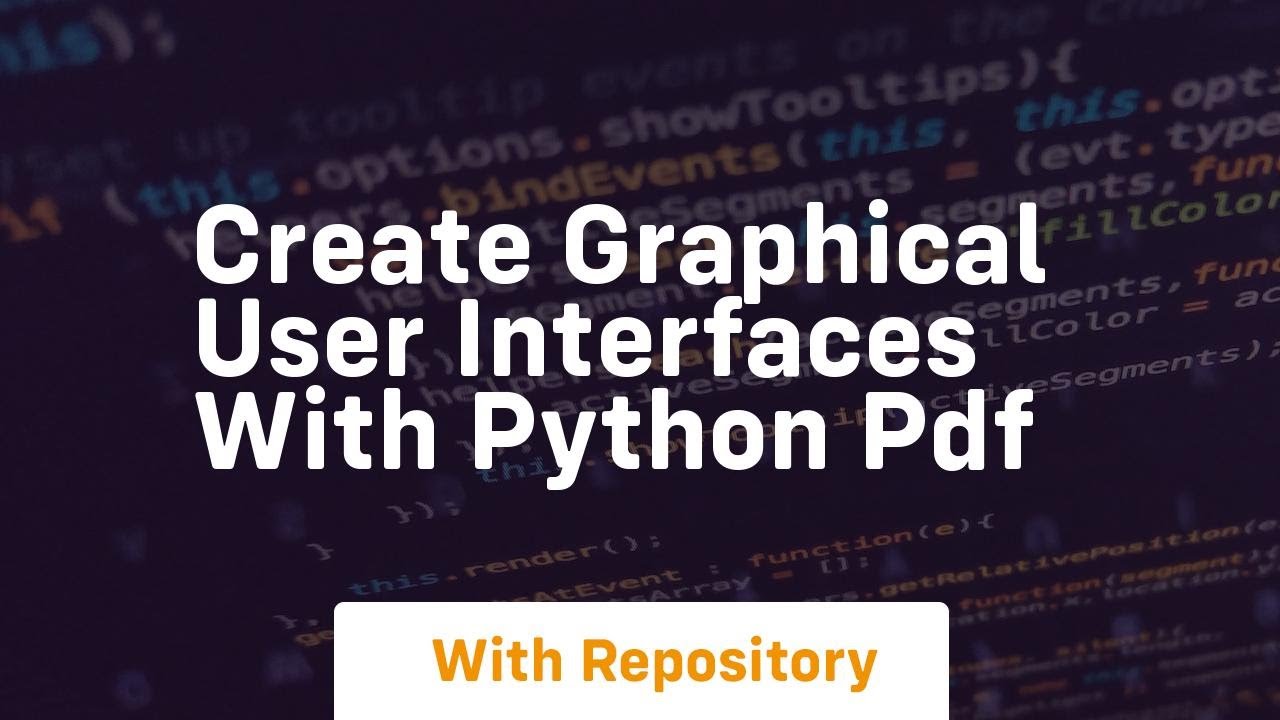 create graphical user interfaces with python pdf