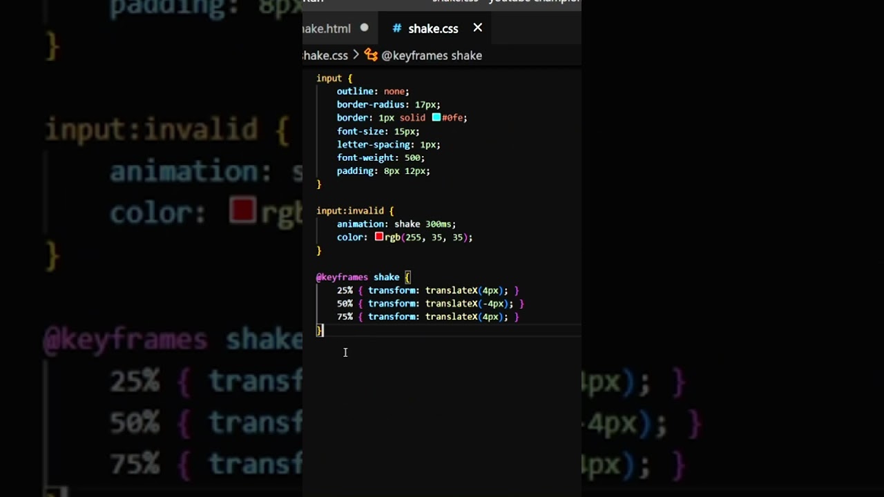 ERROR EFFECT AND SHAKE Animation on Invalid Inputs HTML & CSS | #shorts