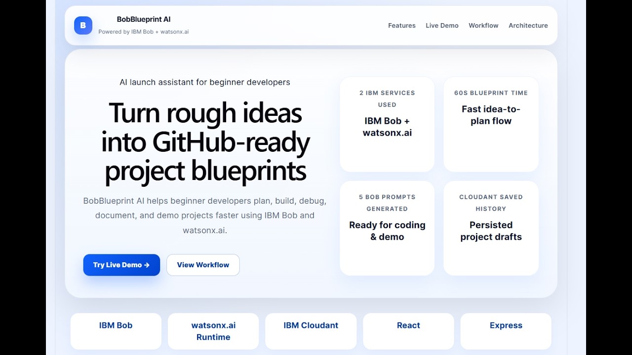 BobBlueprint AI | IBM Bob Dev Day Hackathon Demo