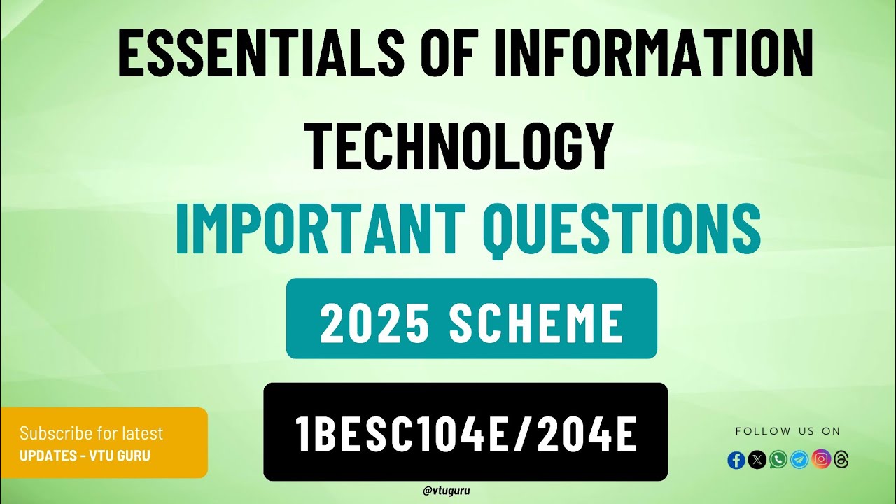 1BESC104E Essentials of Information Technology Important Questions | 1BESC204E Important Questions