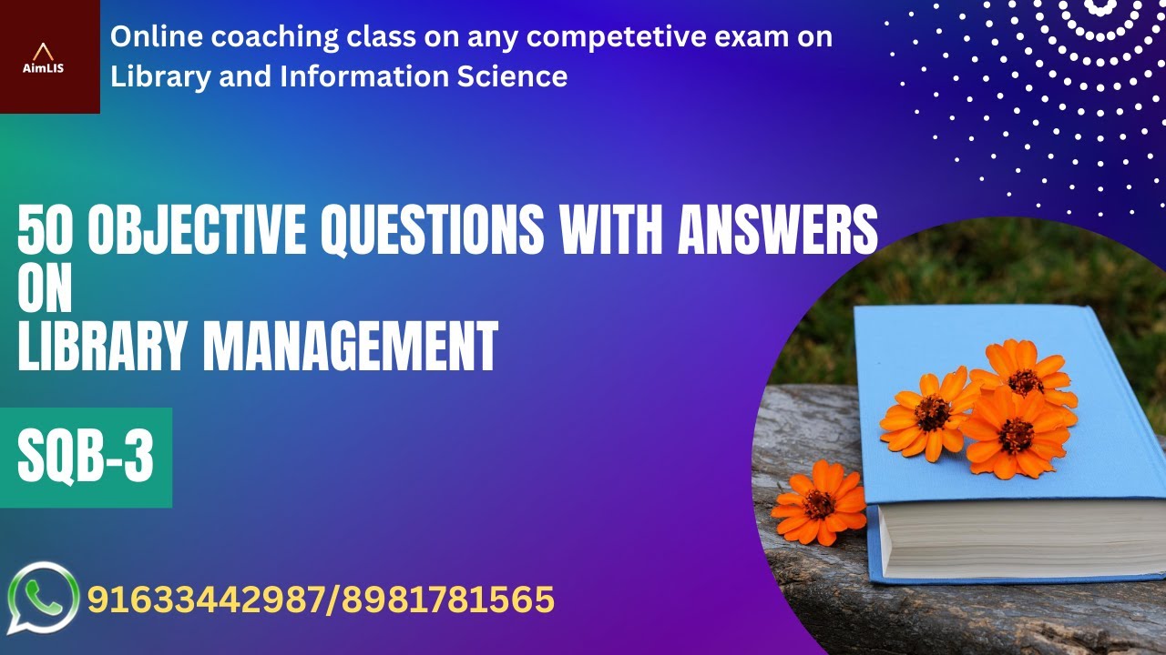 MCQ on Library and Information Science 2024|Library Management| Objective | Competitive Exam | SQB-3