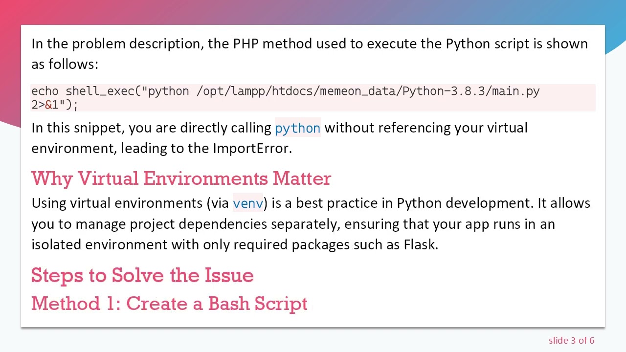 Solving the Flask cannot be executed by PHP Error: No Module Named Flask