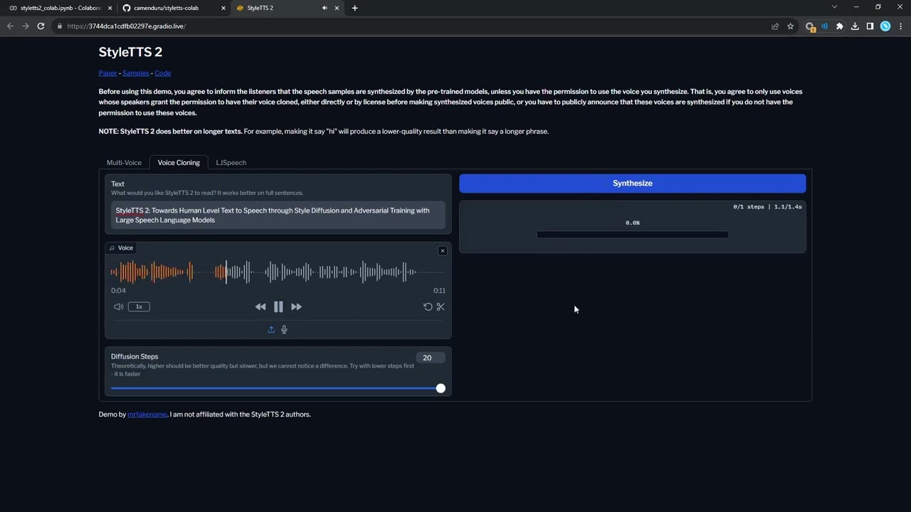 StyleTTS 2: Towards Human-Level Text-to-Speech Voice-Clone