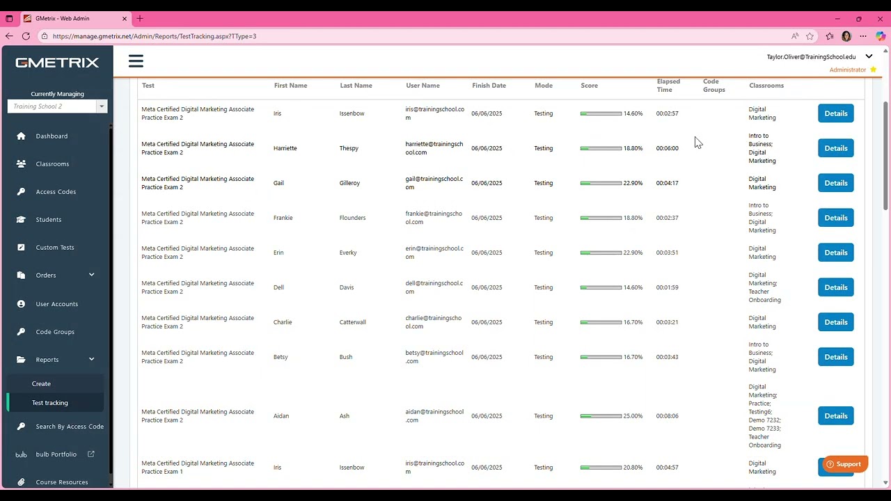 Running a report & Classroom reporting