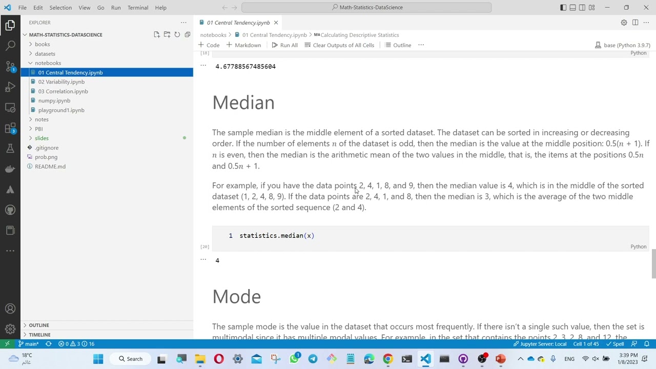 Measuring Central Tendency using different python libraries