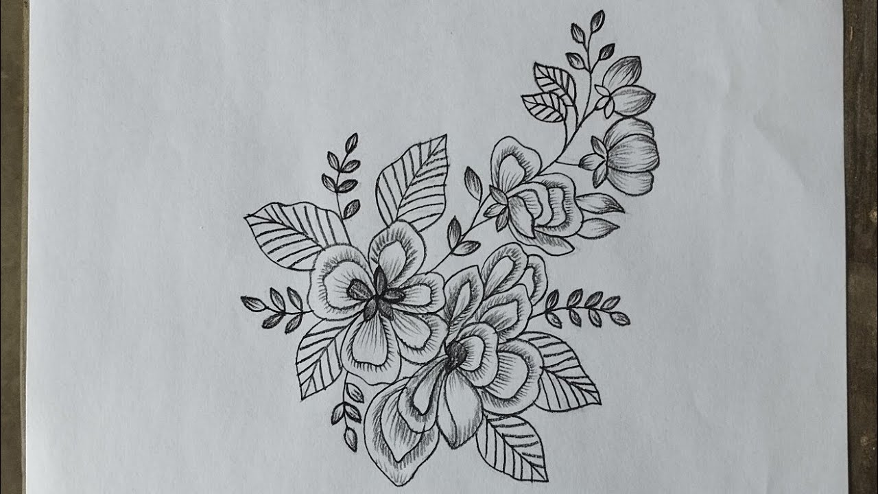 Mughal flower design /Beautiful Flower Drawing/How to Draw Simple Flower With Pencil