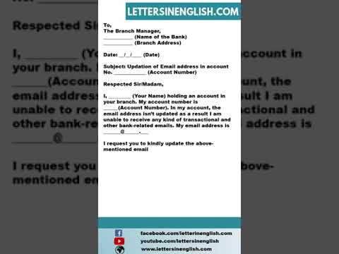 Request Letter for Email ID Update in Bank Account