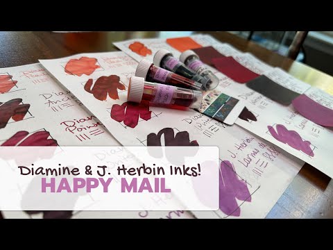 HAPPY MAIL! | Swatching Diamine and J. Herbin Inks