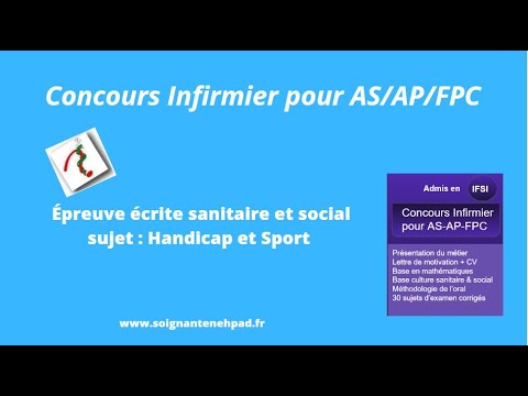 🩺✨ Concours Infirmier pour AS/AP : Épreuve Écrite Sanitaire & Social – Sujet Handicap & Sport 🏅♿ 🎯📚