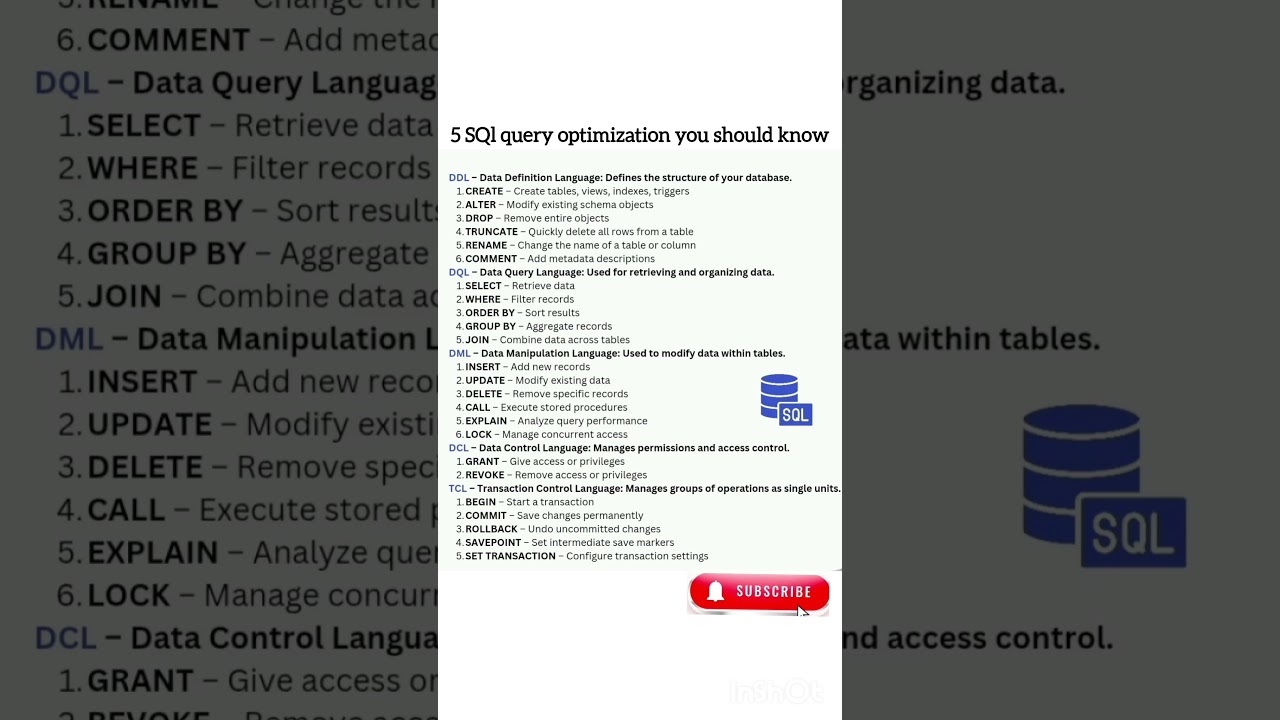 Sql query optimization techniques #sql #coding #trending #viral