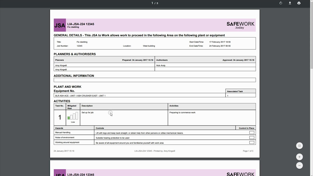 How to Issue and Print a JSA or SP