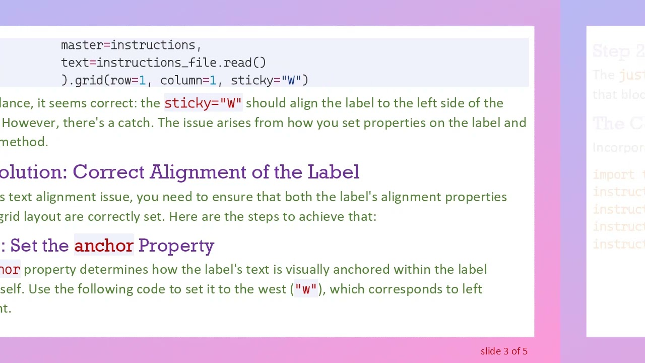 How to Align Text to the Left in Tkinter Using sticky=