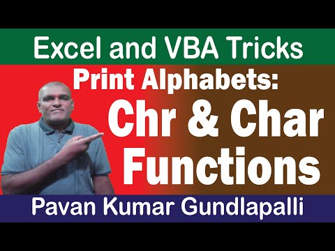 Excel VBA Macros: Char and Chr Functions || Print Alphabets || LIKE Operator Excel Functions