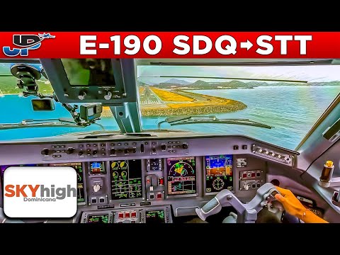 Sky High E-190 Cockpit Santo Domingo🇩🇴 to St Thomas🇻🇮