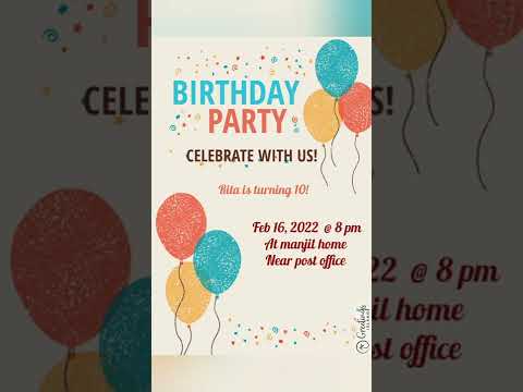Birthday party invitation card # how to make birthday party invitation card easy way