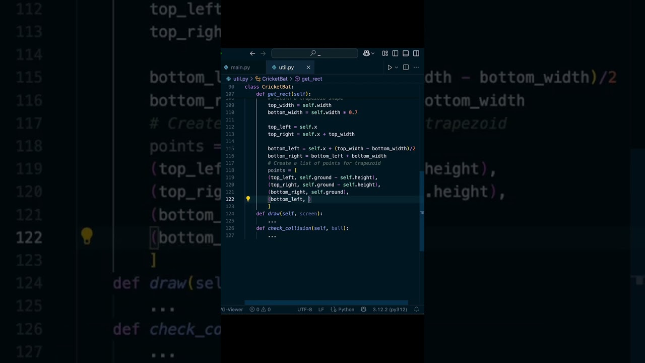 Cricket bouncing ball game in Python - Part 4/6⚡️ #shorts #coding #programming #python