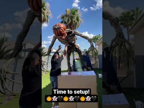 Our biggest Halloween Prop, Home Depot 12 foot Inferno pumpkin skeleton!