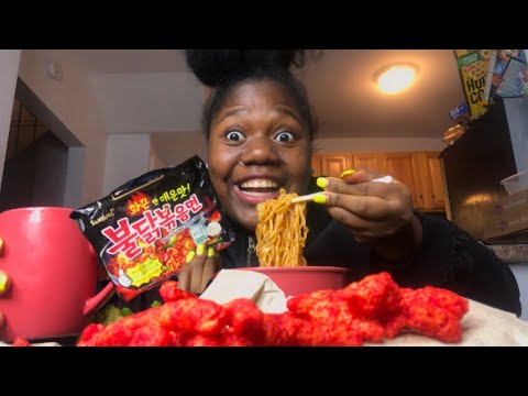 ASMR HOT CHEETOS w/ SPICY NOODLES *samyang* MUKBANG |vickey cathey