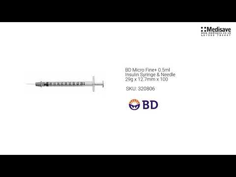 BD Micro Fine 0 5ml Insulin Syringe Needle 29g x 12 7mm x 100 320806