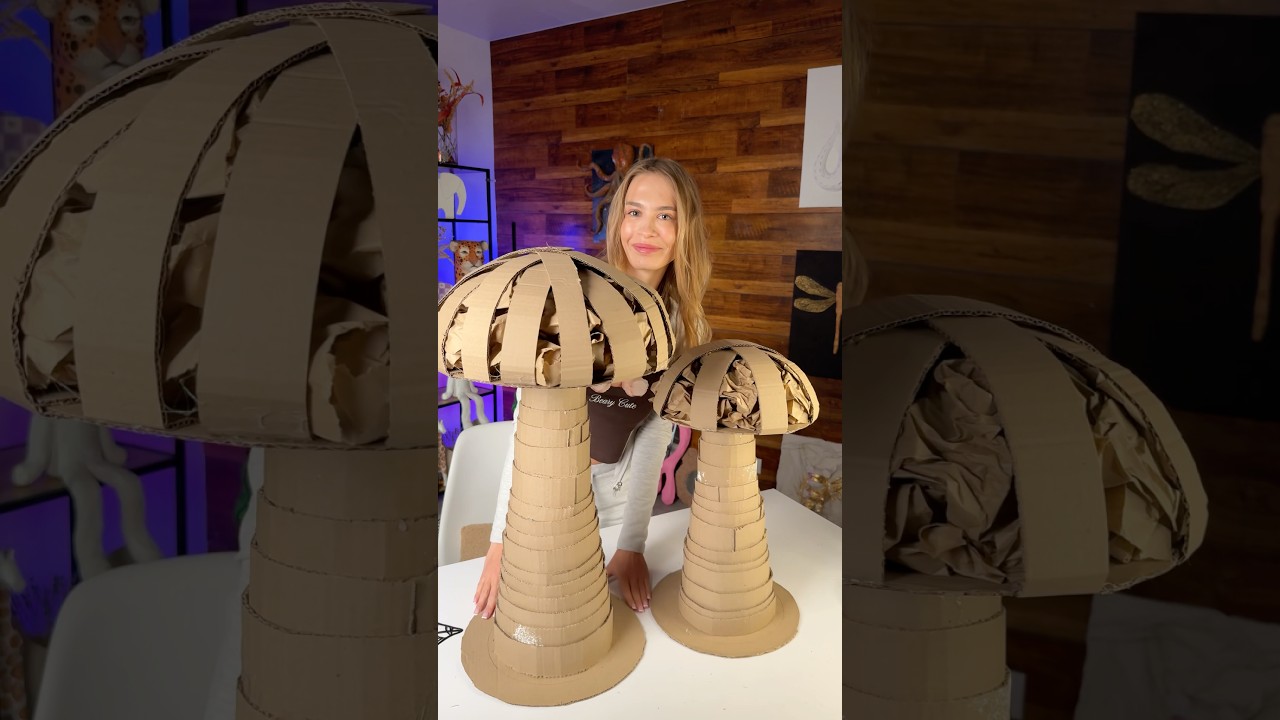 Making GIANT 🍄Mushrooms | Papier mashe | Cardboard Crafts #diy #tutorial #craft