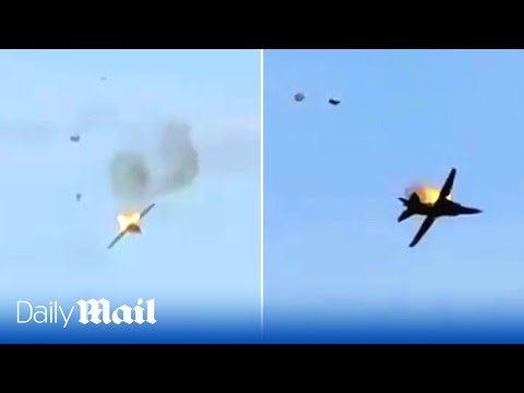 Moment MiG-UB23 fighter plane crashes during Michigan airshow causing huge explosion