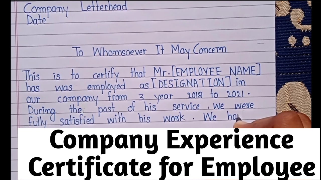 Company Experience Letter Format | Experience Certificate for Employees | Letter Writing