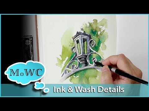 Line & Wash Watercolor Historic Inn Detail, Charleston, SC.