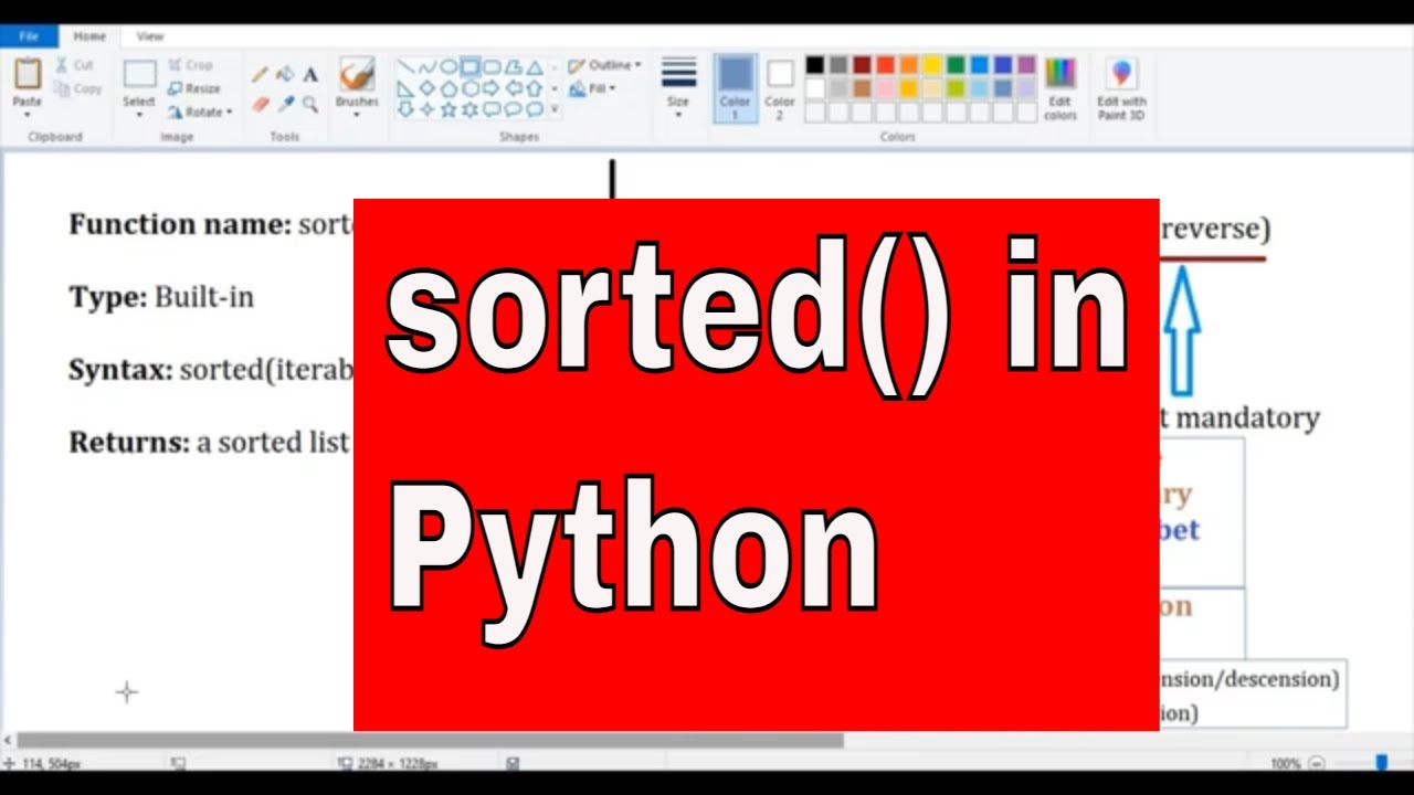 PYTHON TUTORIAL: SORTED FUNCTION IN PYTHON|HOW TO USE SORTED FUNCTION IN PYTHON WITH EXAMPLE