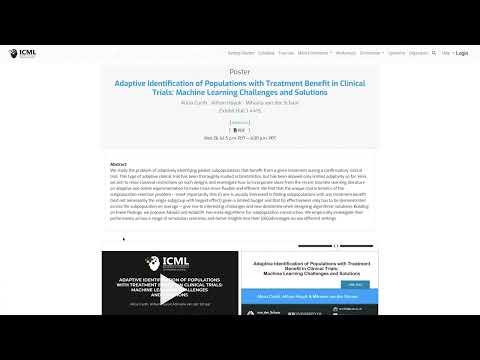 ICML AI, Medical - Adaptive ID of Populations in Clinical Trials (4/7)