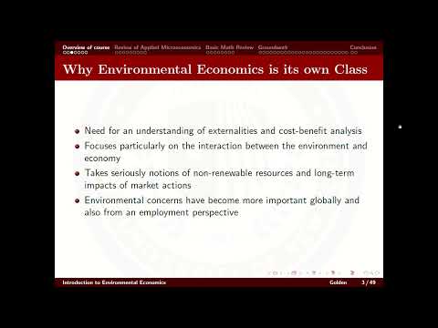 Environmental and Natural Resource Economics: 1.1 Overview of the Course