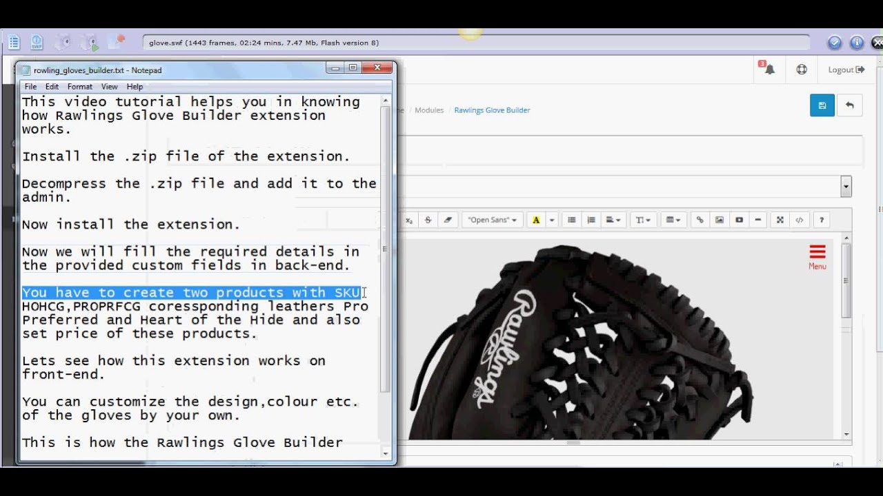 Rawlings Glove Builder - Opencart Video Tutorial