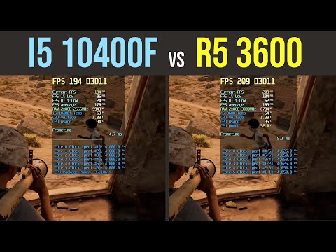 intel i5 10400f vs Ryzen 5 3600 in 6 games