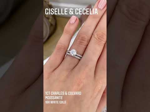 Giselle 1.00ct Brilliant Round Moissanite Engagement Ring & Cecelia Eternity Ring by Lily Arkwright