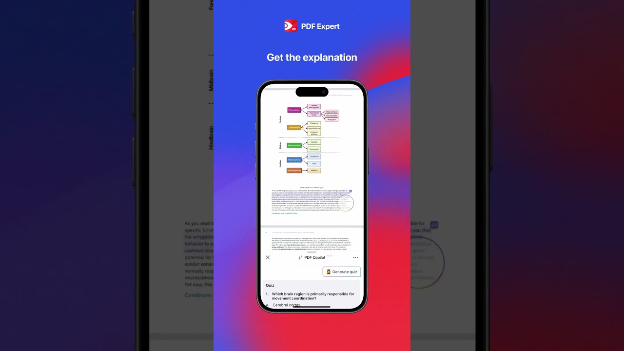Study anywhere on your iPhone or iPad with PDF Expert: generate quizes from PDFs🎓